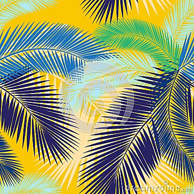 Seamless Color Palm Leaves Pattern Cartoon Vector | CartoonDealer.com ...