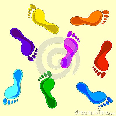 Seamless Colorful Footprints Background. Vector Stock Images - Image ...