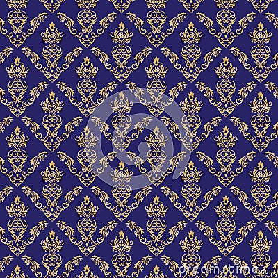 Seamless Damask Wallpaper 2 Blue Color Royalty Free Stock Photography ...