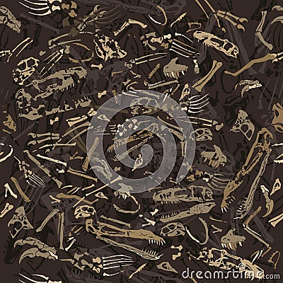 Seamless Dinosaur Bones Pattern Cartoon Vector | CartoonDealer.com ...
