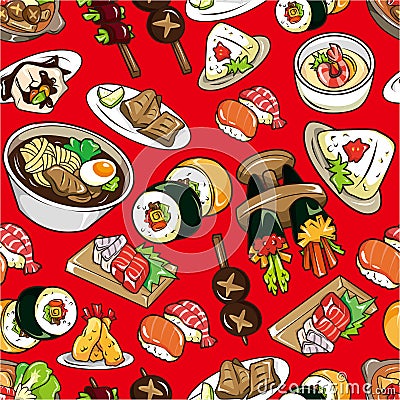 Seamless Japanese Food Pattern Stock Images - Image: 18308414