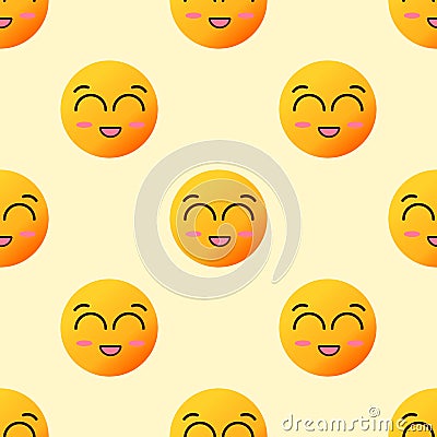 Seamless Line Pattern With Emoticons On Yellow Background Emoji Vector ...