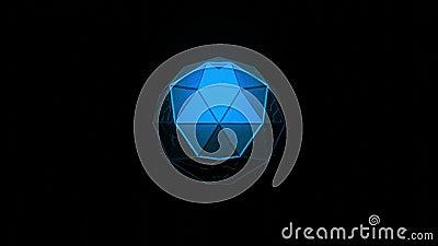 Seamless Loop Animation Blue Sphere Rotation on Black Background, VFX ...