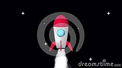 Seamless Loop Cartoon Startup Rocket Jet Flying into the Space on ...