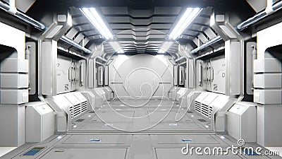Seamless Loop Motion Graphic of Flying into Sci-fi Spaceship Hallway ...