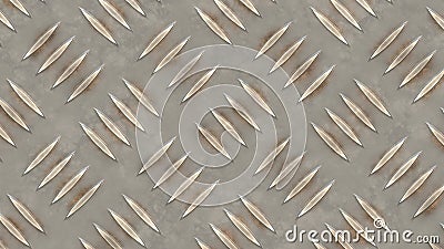 Seamless Metallic Diamond Plate Pattern Surface Loop. Dirty Steel Floor ...