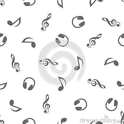 Seamless Musical Pattern - Quaver Notes, Headphones, Treble Clef ...