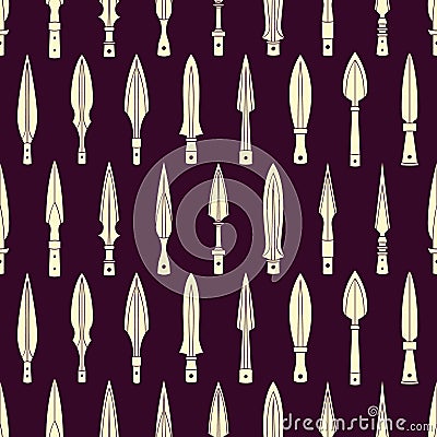 Seamless Pattern With Ancient Spearheads Cartoon Vector | CartoonDealer.com #233929131