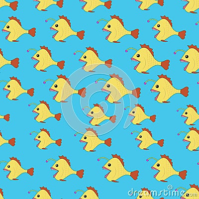 Seamless Pattern With Angler Fish Cartoon Vector | CartoonDealer.com ...
