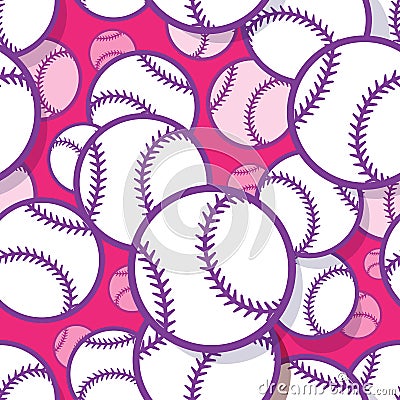 Seamless Pattern with Baseball Softball Ball Graphics. Stock Vector ...