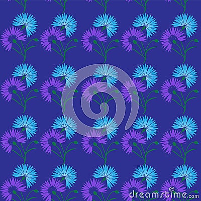 Blue Flower Cornflower Isolated On White Background. Cartoon Vector ...