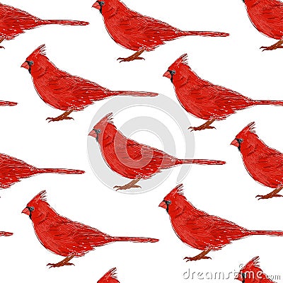 Seamless Pattern With Cardinals. Stylish Animal Background. Stock Photo ...