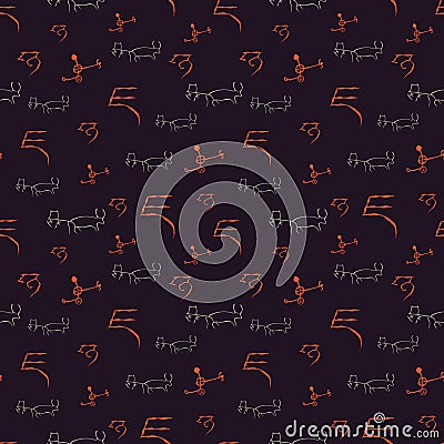 Seamless Pattern With Cave Drawings. Vector Illustration ...