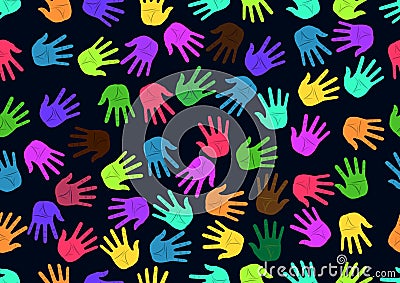 Seamless Pattern Color Handprints Vector Illustration | CartoonDealer ...