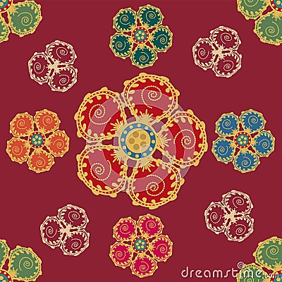 Seamless Pattern With Flowers Stock Vector - Image: 74396088