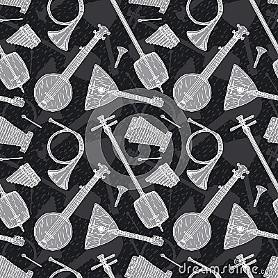 Seamless Pattern With Folk Musical Instruments Vector Illustration ...