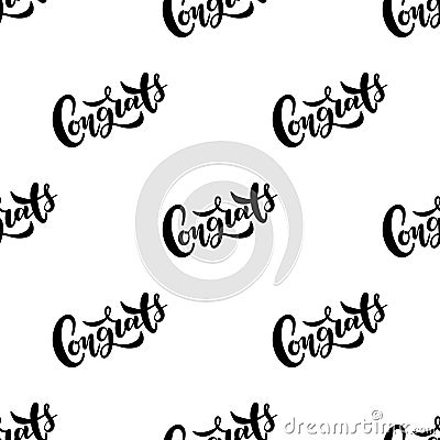 Seamless Pattern With Lettering Congrats. Vector Typography, Hand ...