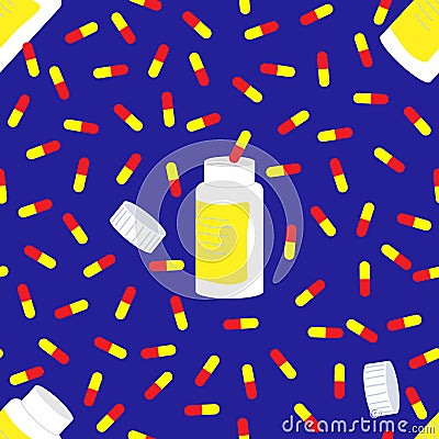 Seamless Pattern With Medications. Pharmaceutical Background. Vector ...