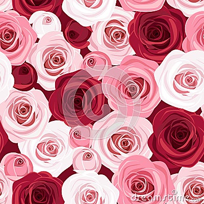 Seamless Pink and White Floral Pattern. Vector Illustration. Stock ...