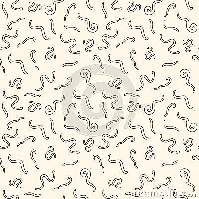 Seamless Pattern With Roundworm Helminth - Vector Linear Background ...