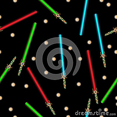 Sci-fi Laser Swords Background Cartoon Vector | CartoonDealer.com #93318901