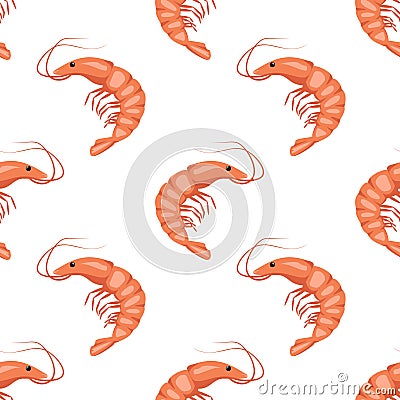 Seamless Pattern With Shrimps Or Prawns On A White Background. Cute ...
