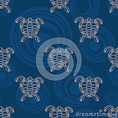 Seamless Pattern Of Turtles Silhouette. Australian Art Cartoon Vector ...