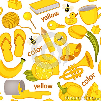 Seamless Pattern With Yellow Objects Stock Vector - Image: 68815676
