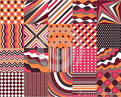 Seamless Patterns With Fabric Texture Cartoon Vector | CartoonDealer ...