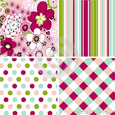Seamless Patterns With Fabric Texture Cartoon Vector | CartoonDealer ...