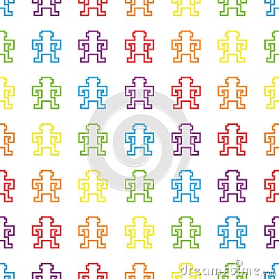 Seamless Rainbow Pixel Monkeys Pattern Vector Illustration ...