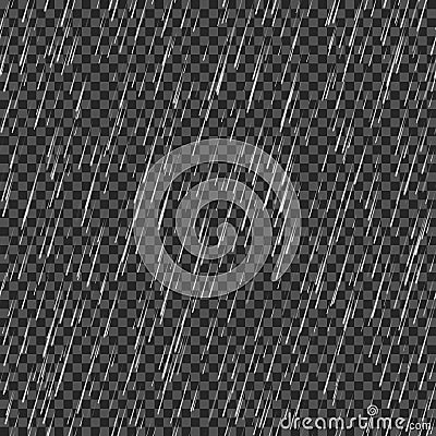 Seamless Rainfall Texture. Rain Drop. Vector Isolated On Transparent ...
