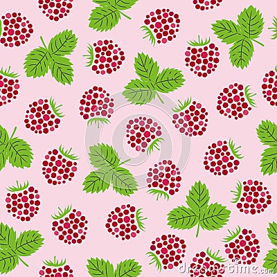 Seamless Raspberry Pattern. Vector Illustration With Berries And Leaves | CartoonDealer.com ...