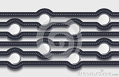 Seamless Road Trip And Journey Route With Circle Elements For ...