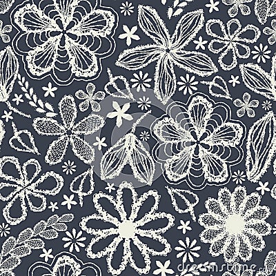 Seamless Shabby Floral Hand-drawn Curly Pattern Royalty Free Stock ...
