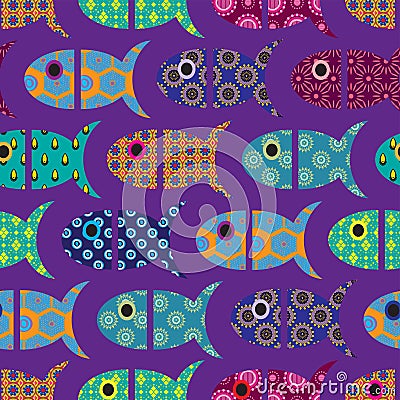 Seamless ShweShwe Fish Print Design Stock Photo | CartoonDealer.com ...