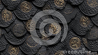 Seamless Black Leather Texture With Dragon Scale Pattern And Embedded ...
