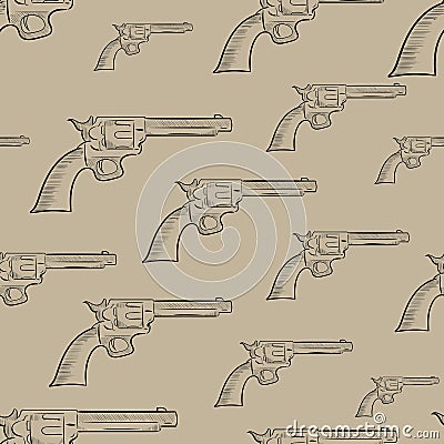 Revolver Sketch Brown Seamless Texture Vector Illustration ...
