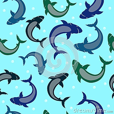 Seamless Texture Shark Cartoon Vector | CartoonDealer.com #42502843