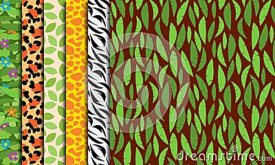 Seamless, Tileable Jungle Or Zoo Animal Themed Backgrounds Cartoon ...