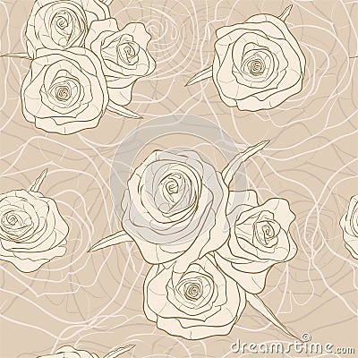 Seamless Vector Beige Flower Pattern Stock Vector - Image: 48579562