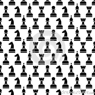 Seamless Vector Chaotic Pattern With Black Chess Pieces On The ...