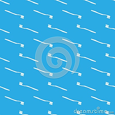 Seamless Vector Pattern With Tooth Brush On Light Blue Background ...