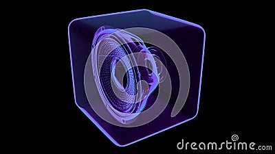 Seamless Vj Musical Motion Loop - Rotating Neon Speaker. 3D Render ...