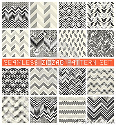Seamless Zig Zag Pattern Set. Chevron Grapic Print Design Cartoon Vector | CartoonDealer.com ...