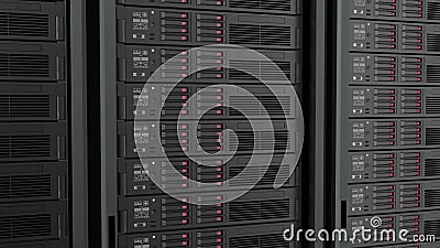 Seamlessly Looping of Servers in Data Center. 3D Animation. Stock Video ...
