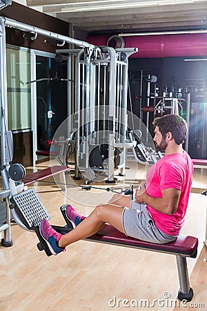 Seated Cable Row Man Rows At Gym Pulley Machine Stock Photo - Image ...