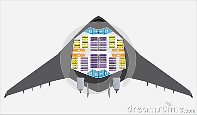 SeatMap Of Blended Wing Passenger Airplane Vector | CartoonDealer.com ...