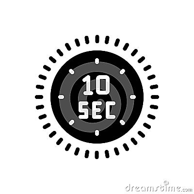 Black Solid Icon For Sec, Circle And Clock Cartoon Vector ...