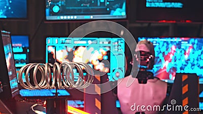 Secret Alien Research Lab - A Robot Controls The Work In Thouse Walls ...